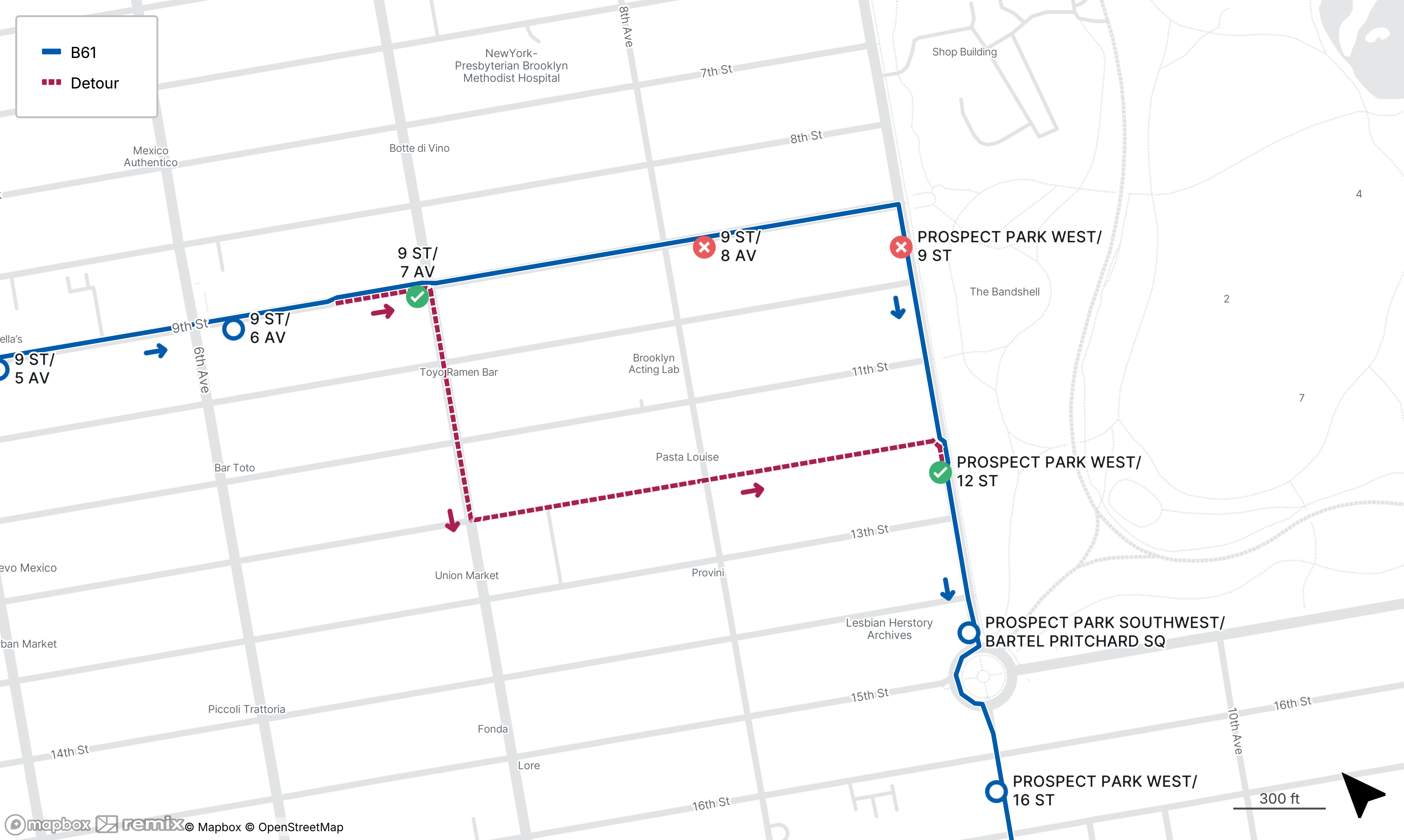Route Map - B61-Park Slope - Downtown Brooklyn - New York MTA - TransSee